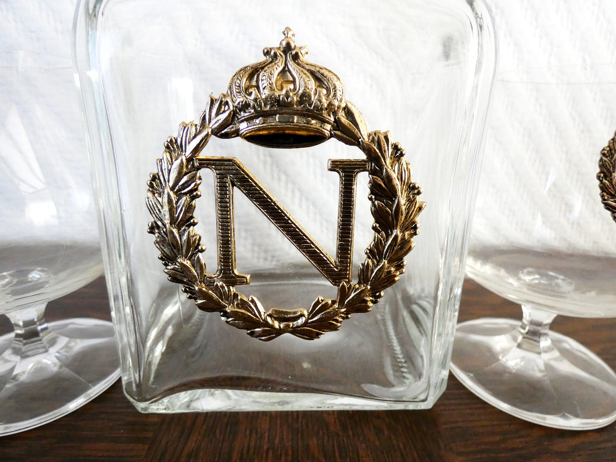 Napoleon Cognac Decanter 6 Brandy glasses with monogram Napoleon, Fren ...