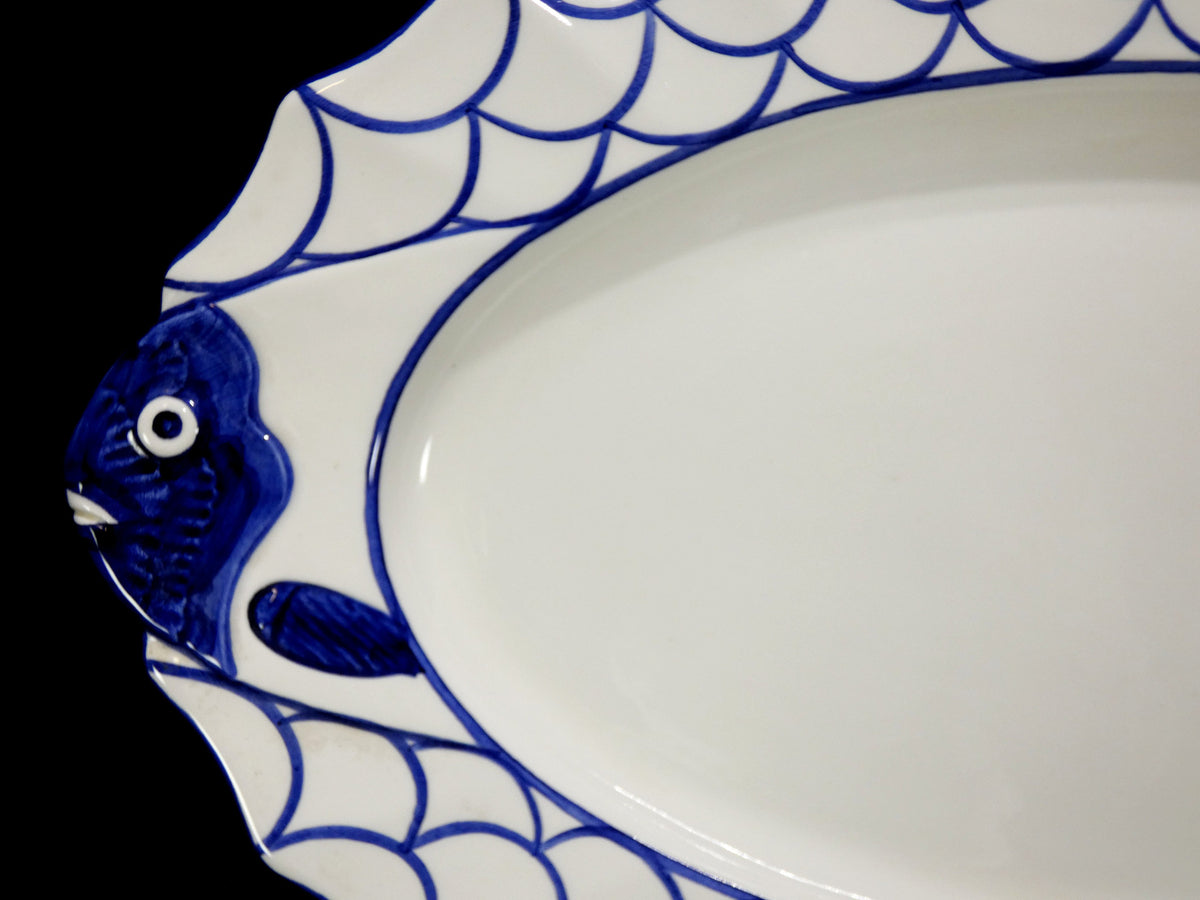 Vintage Hand Painted Italian Ceramic Fish Plate, Retro Majolica Fish P ...